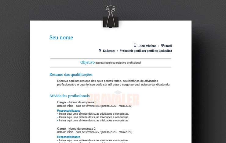 Modelo de currículo: 15 opções para você baixar e preencher | PRAVALER